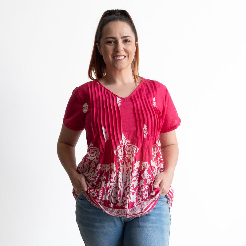 Be The Sunshine Cotton Top - Ornate Pink – KOBOMO