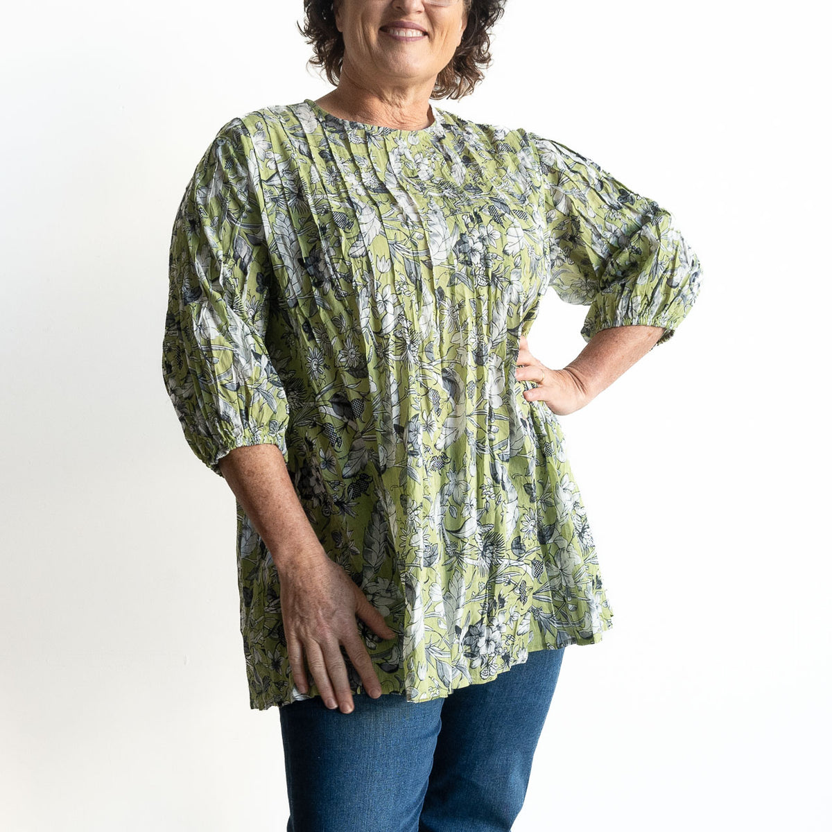 Pintuck Blouse Top - Botanical – KOBOMO