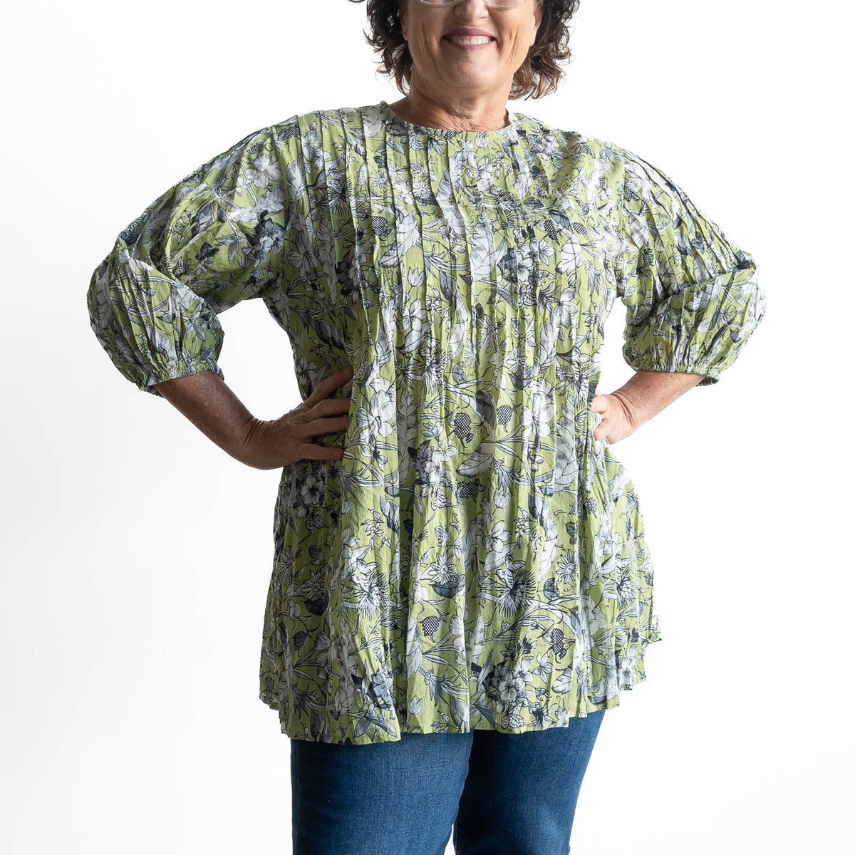Pintuck Blouse Top - Botanical – KOBOMO